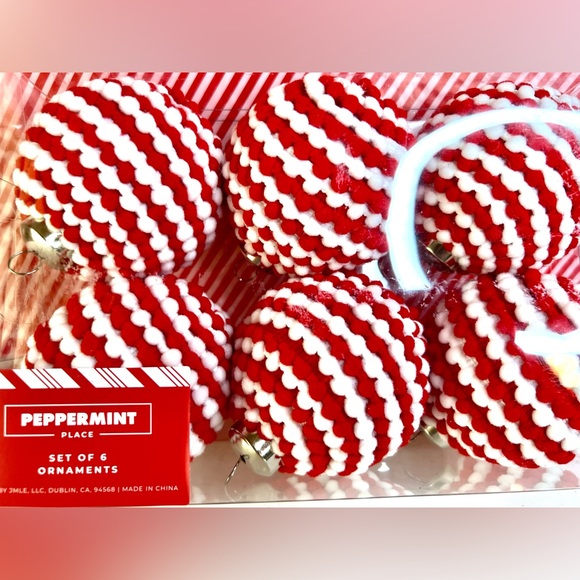 peppermint place | Holiday | 6 Christmas Fabric Peppermint Stripes Ball ...